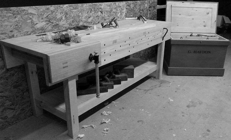 Images of the Full construction of a Joiners Work Bench