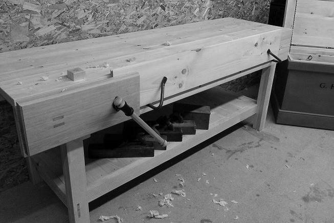 Images of the Full construction of a Joiners Work Bench